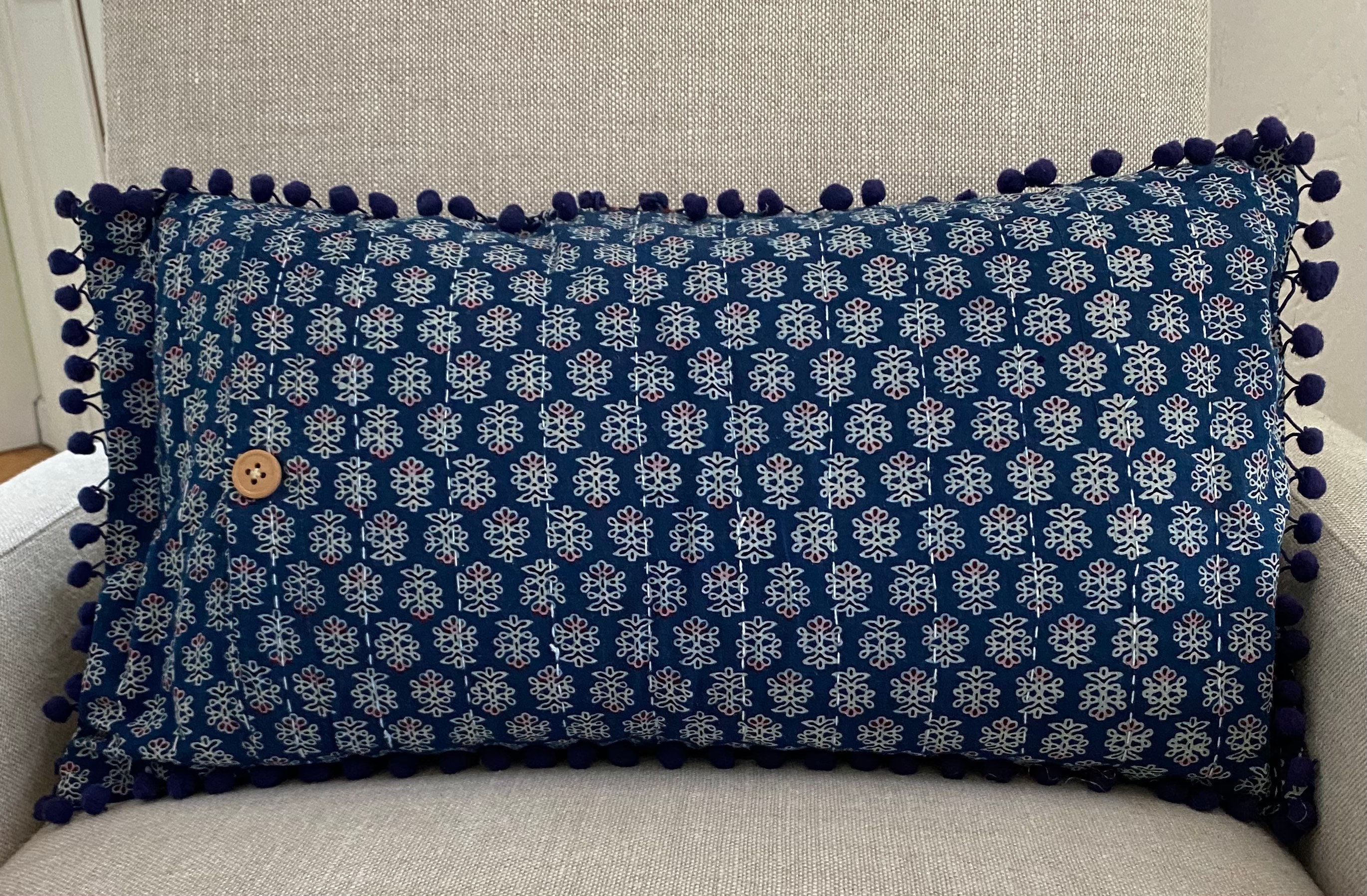 Block Printed Patchwork Lumbar Pillow Cover - Etsy