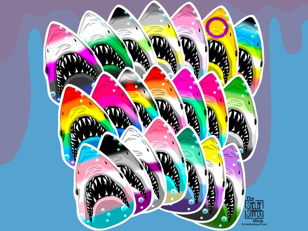 Shark Pride Flag Stickers - Jaws Inspired - Pride Month - Etsy
