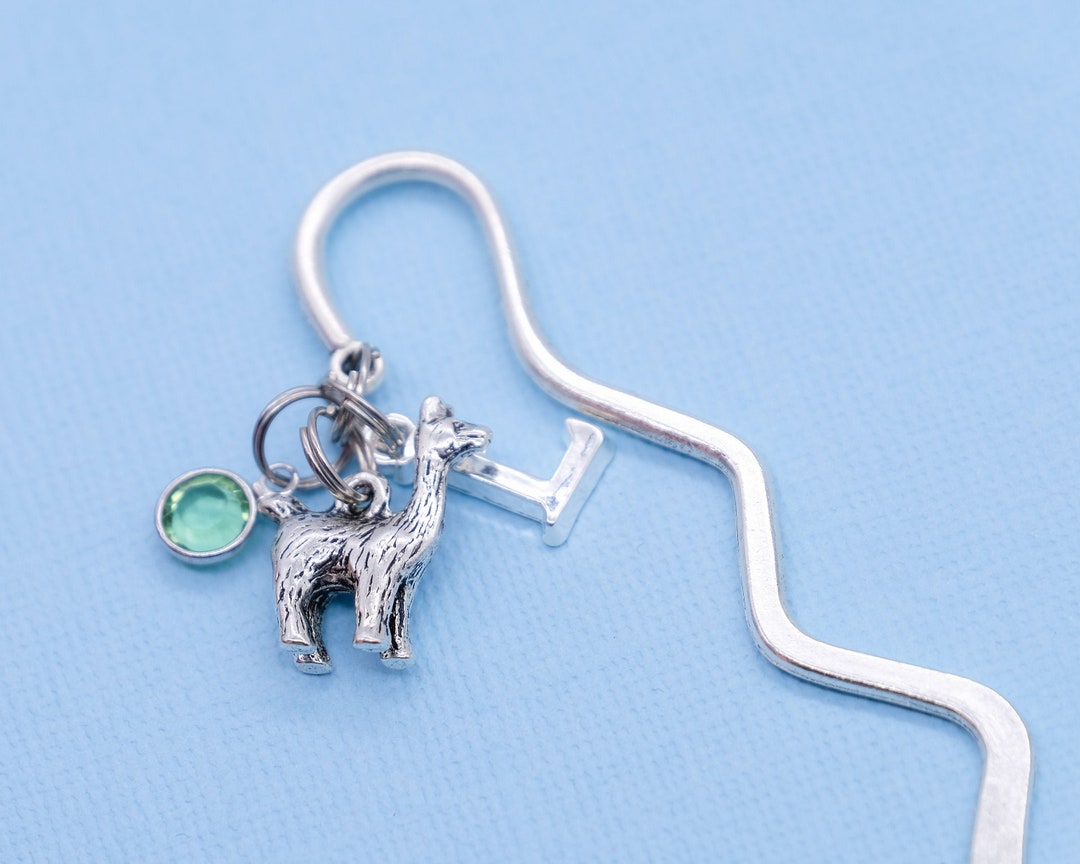 Llama Bookmark | Crystal Birthstone, Initial Letter, Personalised Book ...