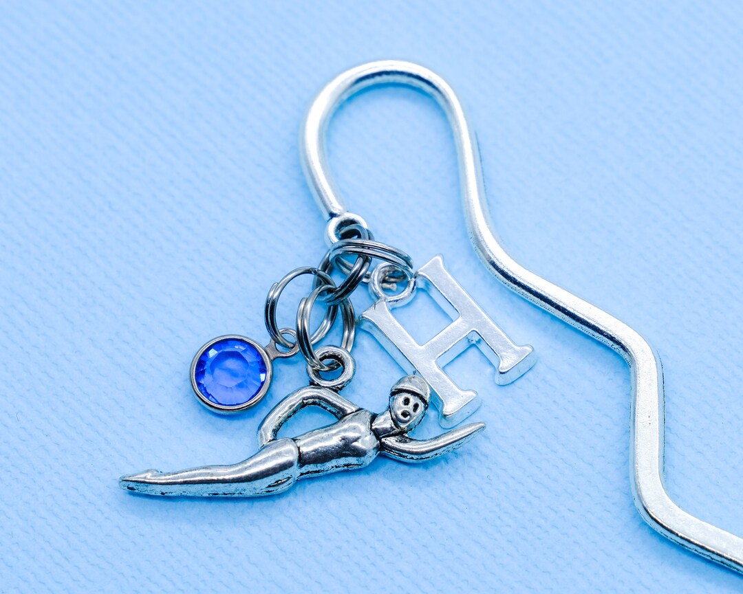 Swimmer Bookmark | Crystal Birthstone, Initial Letter, Personalised ...