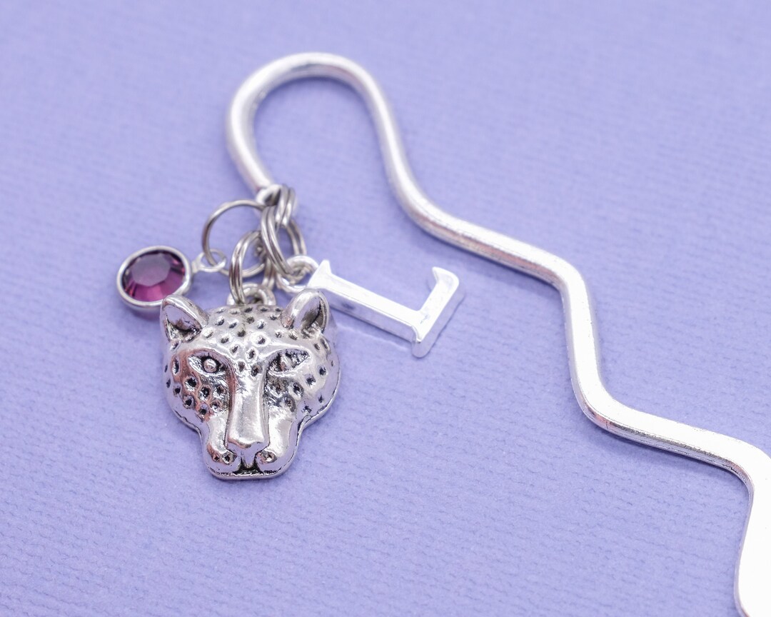 Cheetah Bookmark | Crystal Birthstone Initial Letter, Personalised Book ...