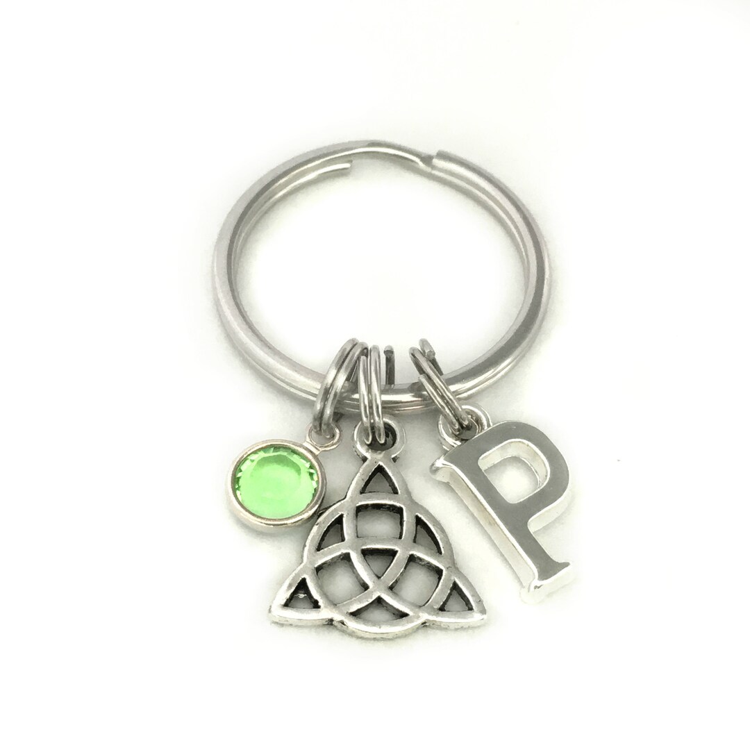 Trinity Knot Celtic Keyring, Crystal Birthstone, Initial Letter ...