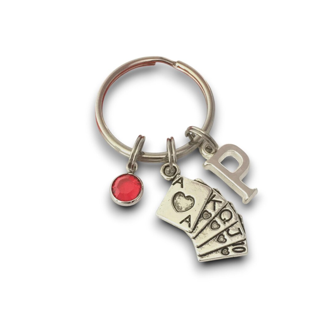 Playing Cards Keyring, Initial Letter, Personalised Keychain, Crystal ...