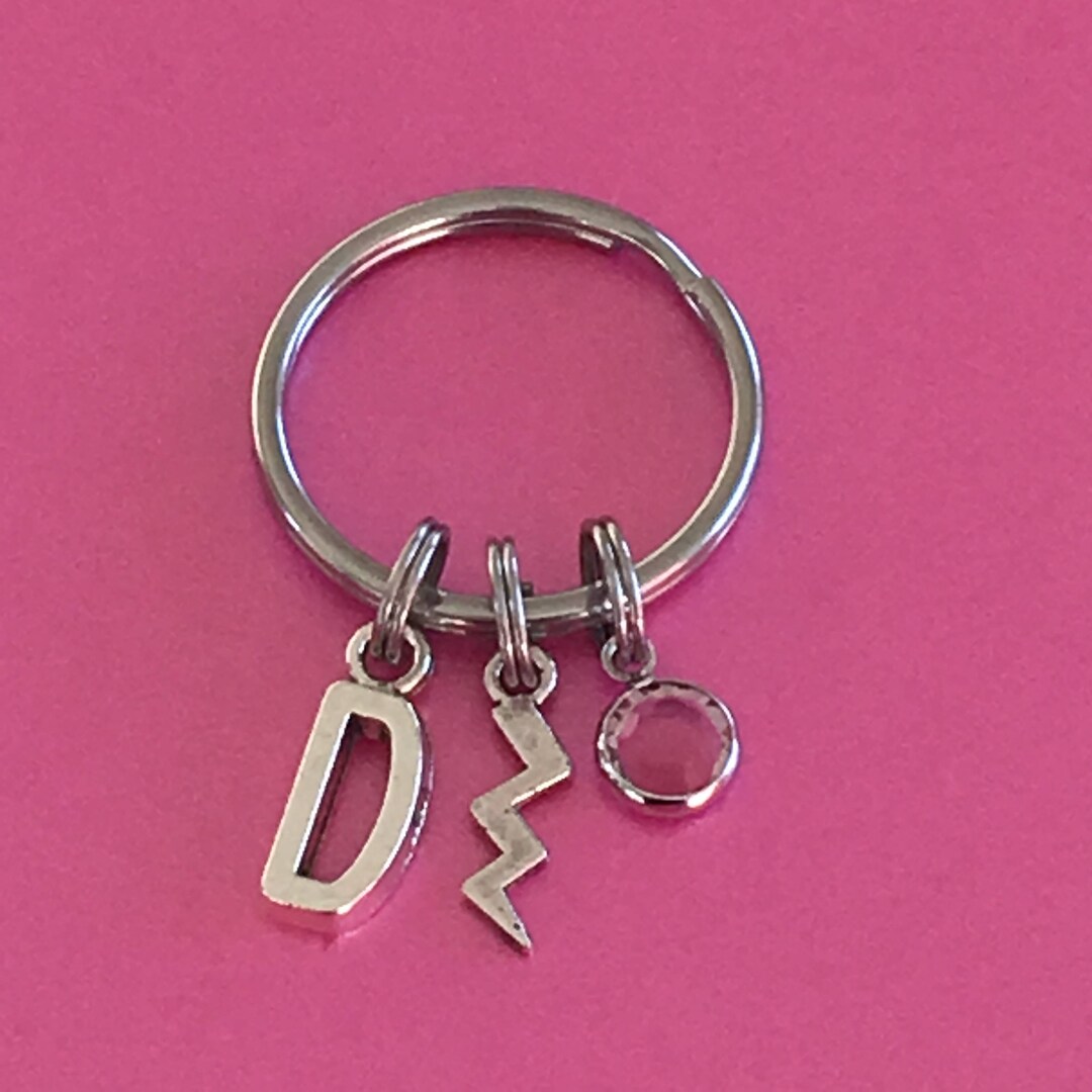 Lightning Bolt Keyring Monogram Initial Letter Personalised - Etsy