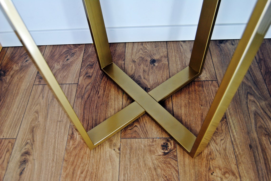 GOLD POWDER COATED Metal table legs modern table base steel | Etsy