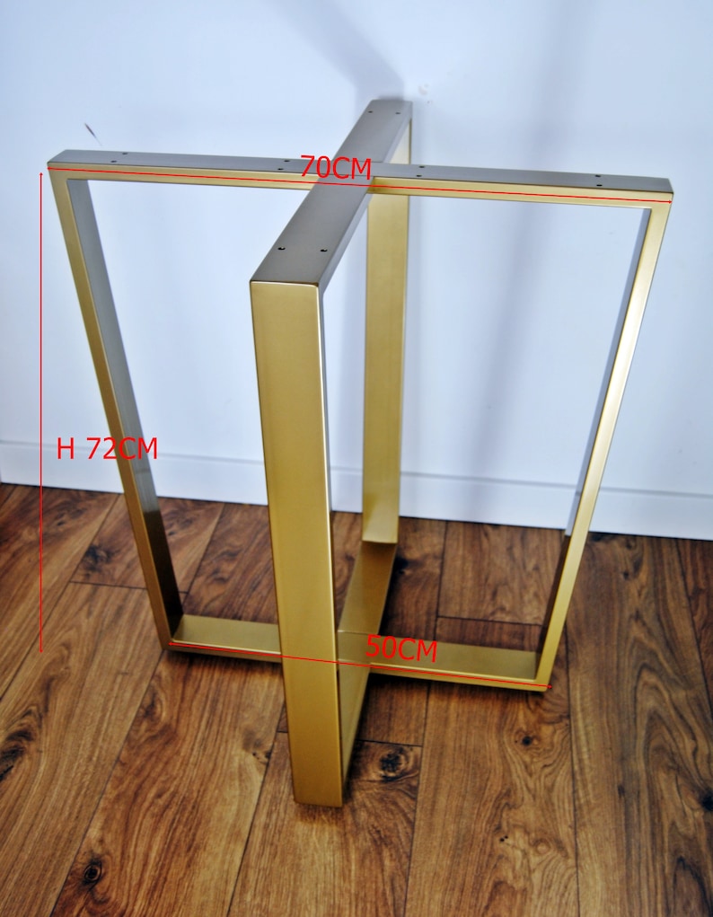 GOLD POWDER COATED Metal Table Legs, Modern Table Base, Steel Table ...