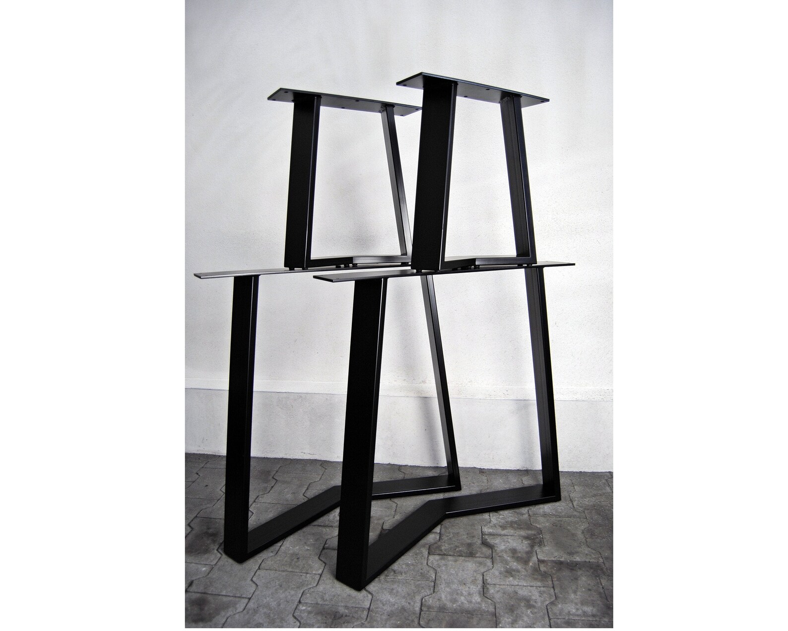 Set of Trapezoid Steel Table Base and Bench Coffee Table | Etsy