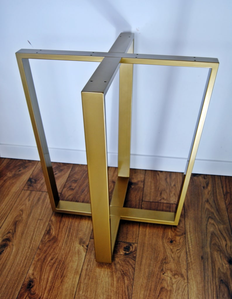 GOLD POWDER COATED Metal Table Legs, Modern Table Base, Steel Table ...