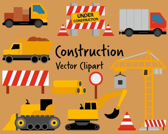 UNDER CONSTRUCTION Digital Clipart Set Construction