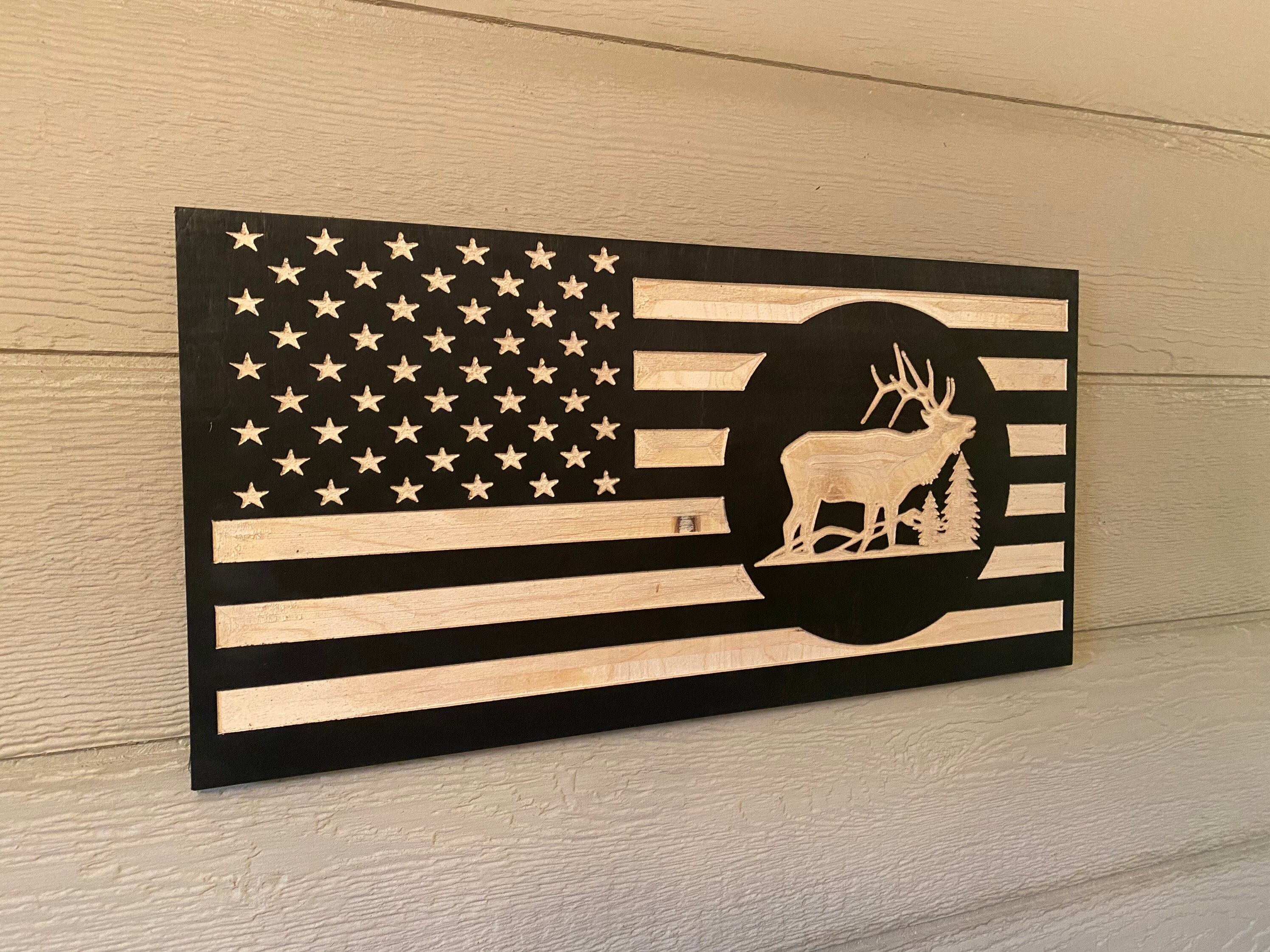 American Flag With Elk - Etsy