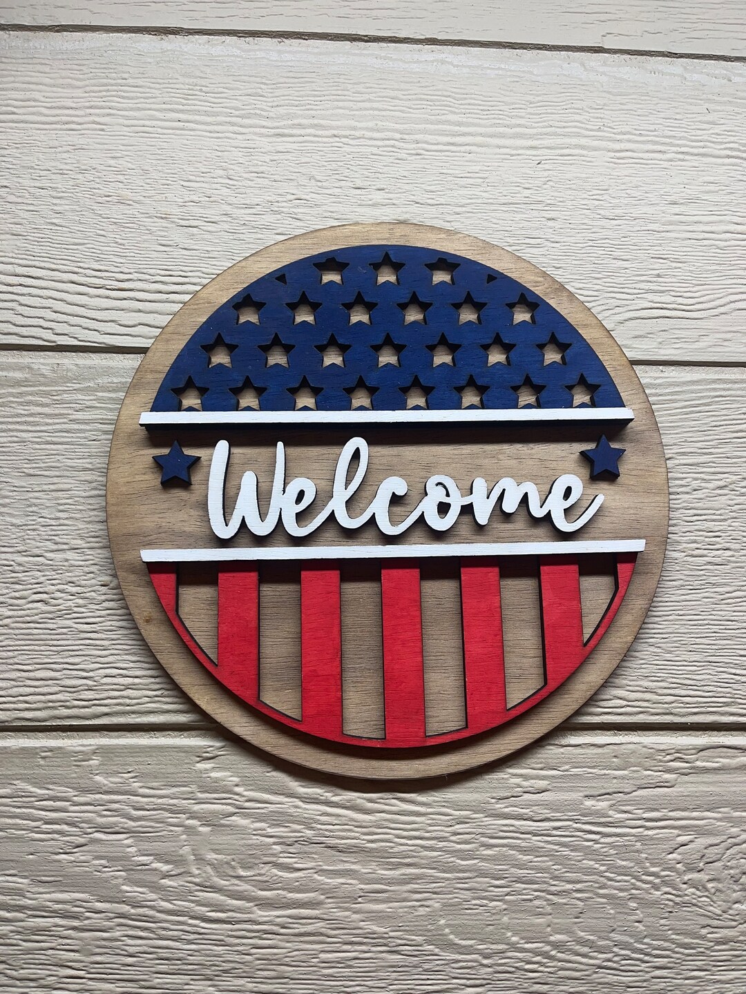 Welcome American Flag Sign - Etsy
