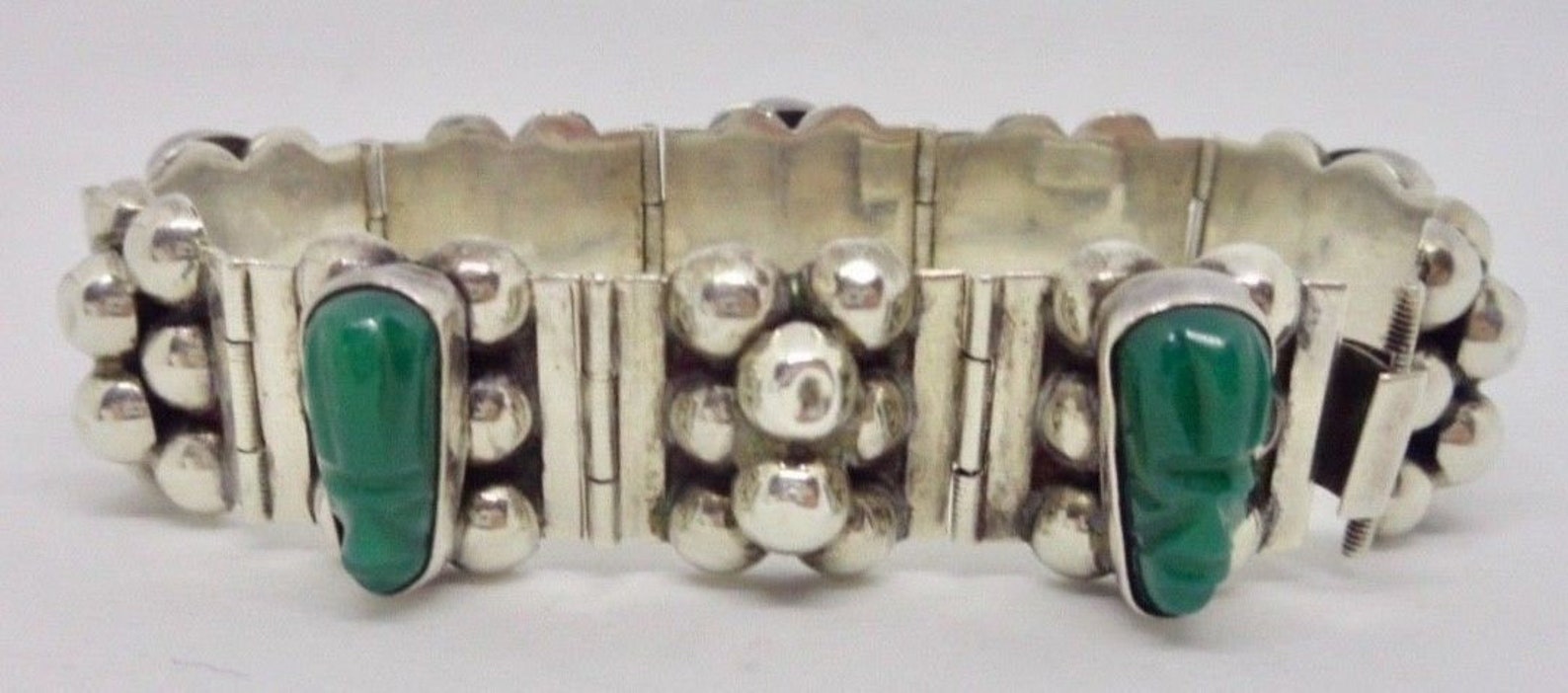 Vintage Taxco Mexico Sterling Green Stone Mayan Aztec Tribal - Etsy