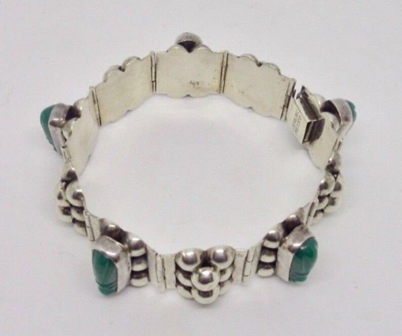 Vintage Taxco Mexico Sterling Green Stone Mayan Aztec Tribal | Etsy