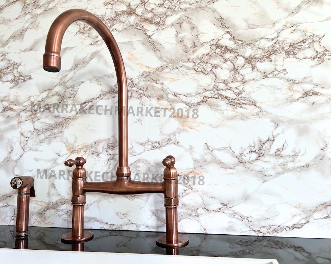Antique Copper Kitchen Bridge Faucet - Copper Bridge Faucet, Copper ...