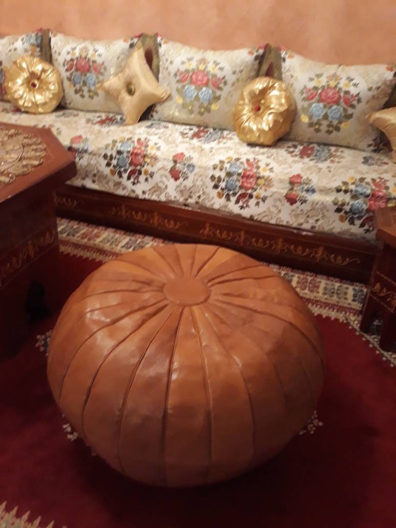 Leather Moroccan Pouffe Pouf Ottoman Wedding Gifts Home - Etsy