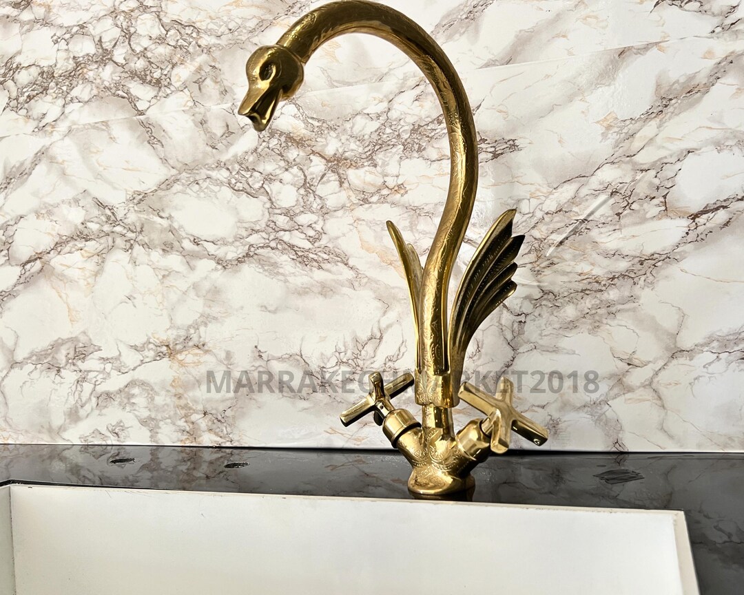 Faucets for Bathroom - Gold Swan Faucet - Brass Swan Tap - Swan ...