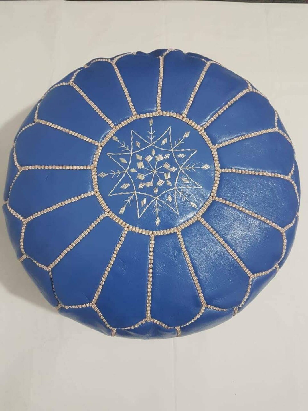 Genuine Leather Moroccan Pouffe Pouf, Ottoman Leather Pouf , Wedding ...