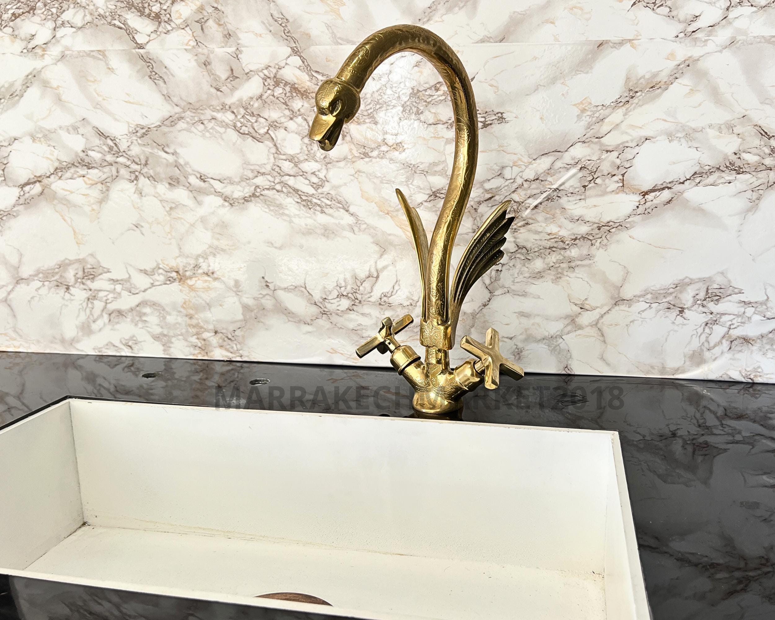 Faucets for Bathroom Gold Swan Faucet Brass Swan Tap Swan Bathroom ...
