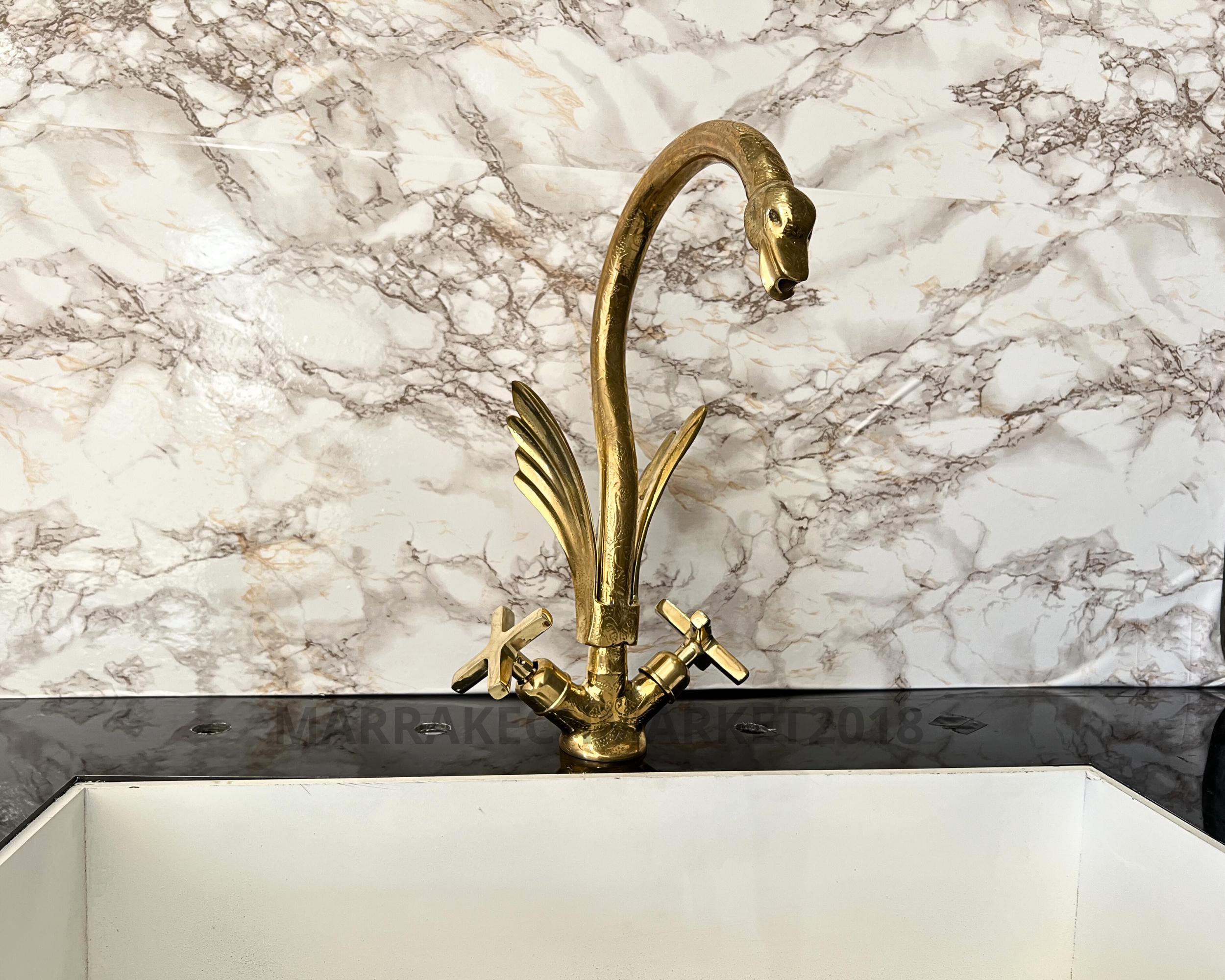 Faucets for Bathroom Gold Swan Faucet Brass Swan Tap Swan Bathroom ...