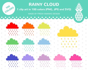 100 Colors Clipart: Cloud 1 Clouds Clip Art Weather | Etsy