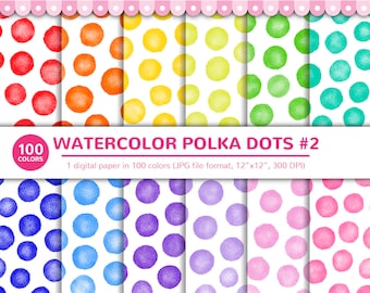 100 Colors Digital Papers: Watercolor Polka Dots 3 | Etsy