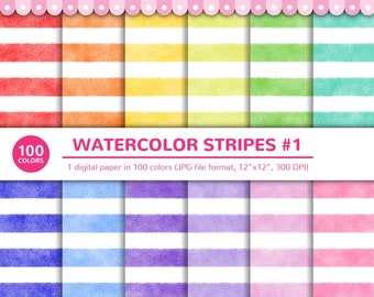 100 Colors Digital Papers: Watercolor Gingham 1 Aquarelle | Etsy