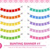 100 Colors Clip Art: Bunting Banner #6, Heart Bunting, Hearts ...