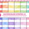100 Colors Digital Papers: Watercolor Stripes 4, Aquarelle, Gouache ...