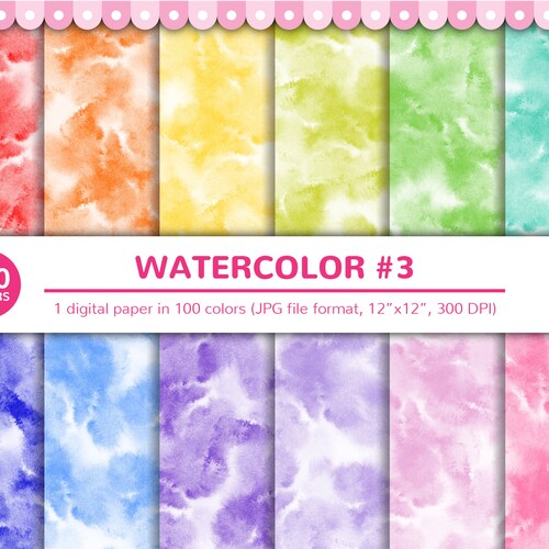 100 Colors Digital Papers: Watercolor Stripes 3 Aquarelle - Etsy