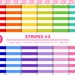 100 Colors Digital Papers: Stripes #3, Digital Striped Paper, Medium ...