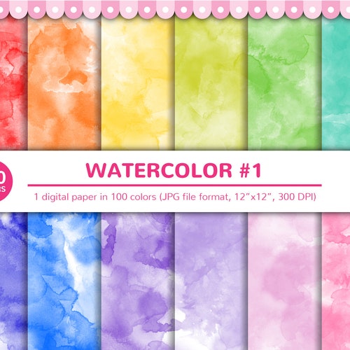 100 Colors Digital Papers: Watercolor Stripes 3 Aquarelle - Etsy