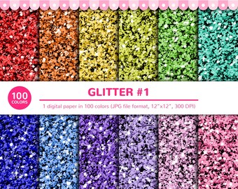100 Colors Digital Papers: Sparkle 1 Glitter Twinkle - Etsy