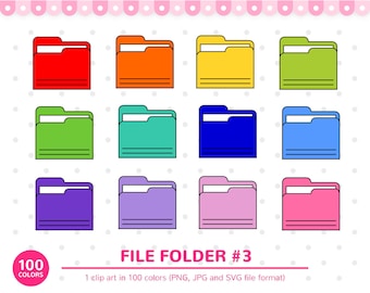 100 Colors Clip Art: File Folder Folder Clipart School | Etsy