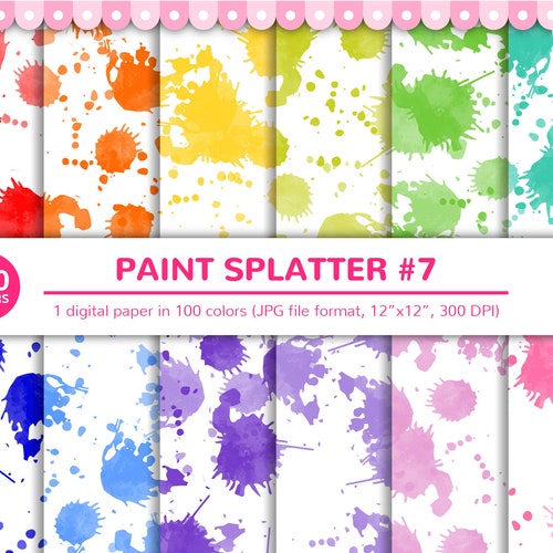 100 Colors Digital Papers: Paint Splatter 5 Paint Splash - Etsy