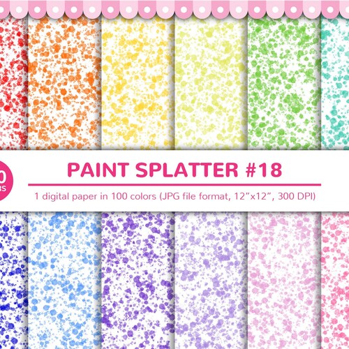 100 Colors Digital Papers: Paint Splatter 1 With Transparent - Etsy