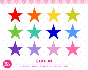 100 Colors Clip Art: Puffy Star, Star Clip Art, Star Clipart, Star SVG ...