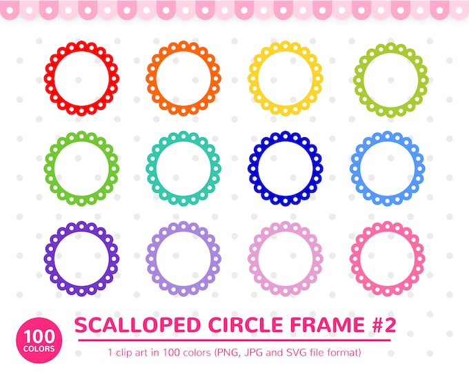 Simple Circle Frames, 9 Inch Round Clip Art Border Digital Stamp ...