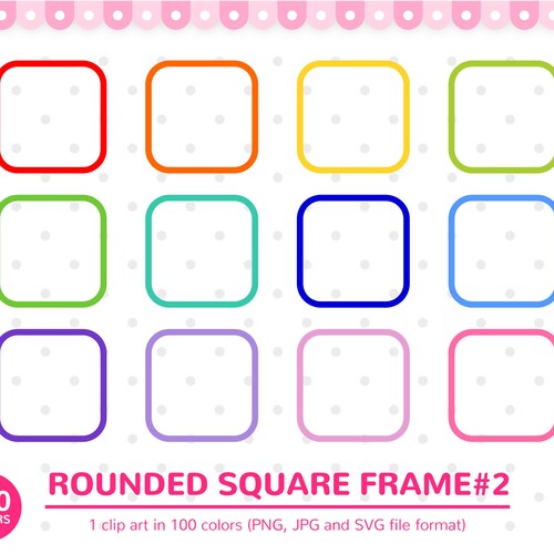 100 Colors Clip Art: Rounded Square Frame 2 Rainbow Frames - Etsy