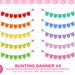 100 Colors Clip Art: Bunting Banner 4 Bunting Clipart | Etsy
