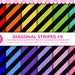 100 Colors Digital Papers: Diagonal Stripes #9, 45 Degrees, Thick, Wide ...