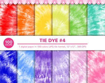 100 Colors Digital Papers: Tie Dye 5 Spiral 60's | Etsy