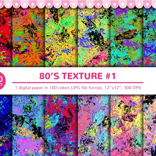 100 Colors Digital Papers: 80's Texture 1 90's - Etsy