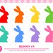 100 Colors Clipart: Bunny, Bunny Clip Art, Bunny Clipart, Silhouette ...