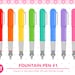 100 Colors Clip Art: Fountain Pen, Pen Clipart, Pen SVG, School Clipart ...
