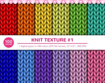 100 Colors Digital Papers: Knit Texture #1, Wool, Jumper, Seamless ...