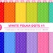 100 Colors Digital Papers: White Polka Dots #1, Polka Dot Paper, Tiny ...