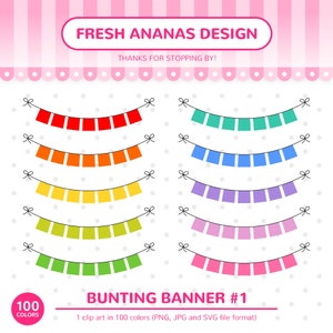 100 Colors Clip Art: Bunting Banner #1, Bunting Clip Art, Banner ...