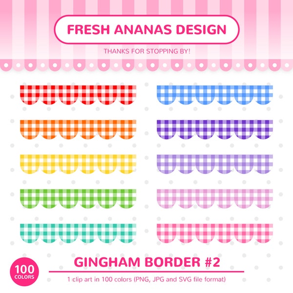 Gingham Border Clipart - Etsy