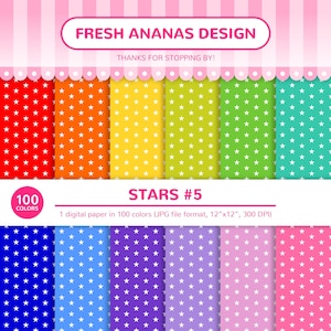 100 Colors Digital Papers: Stars #5, Stars Paper Pack, Tiny Stars ...