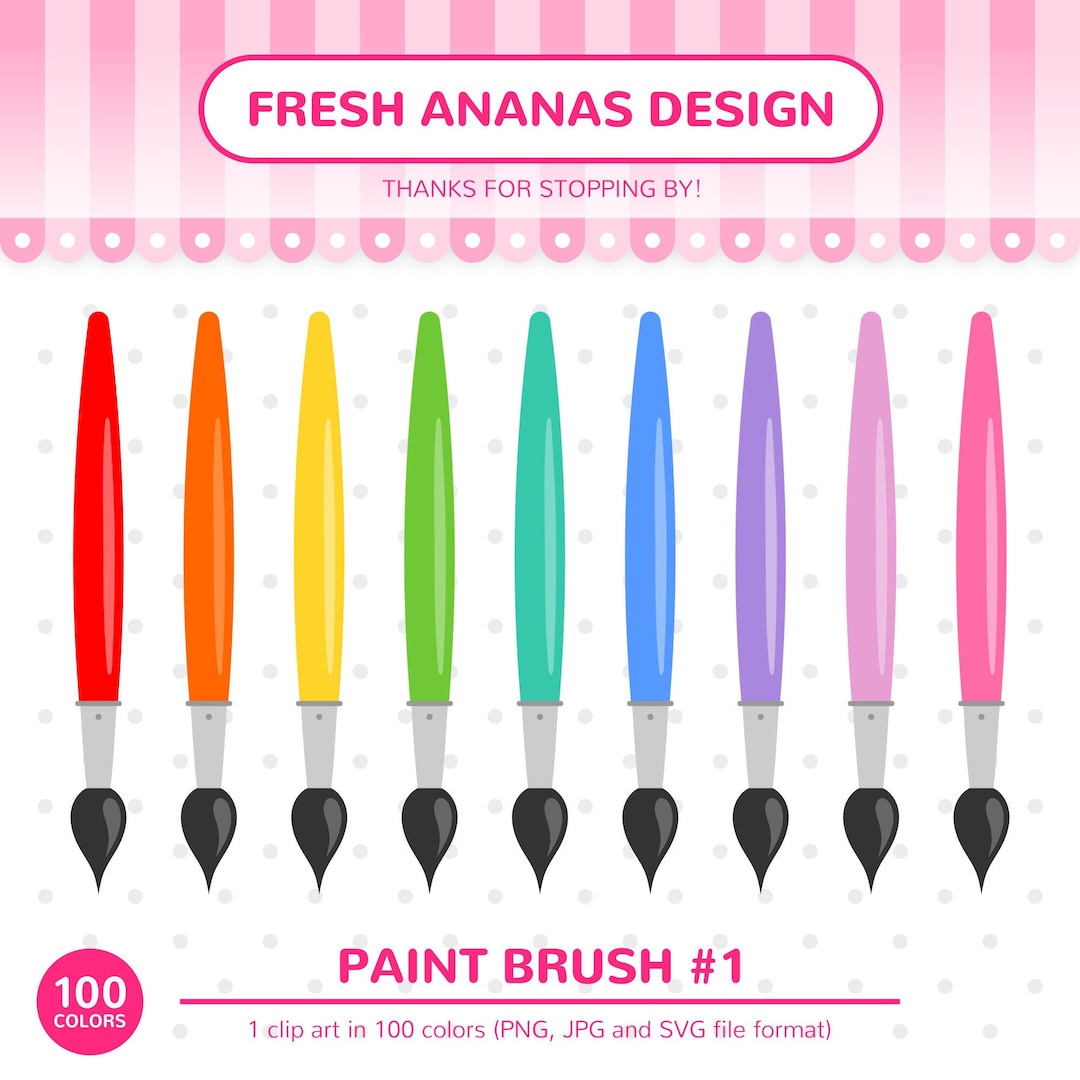 100 Colors Clip Art: Paint Brush, Paint Brush Clipart, School Clipart ...